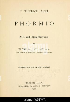 The Phormio of Terence : Terence Stock Photo - Alamy