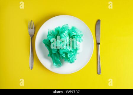 Conceptual image of plastic pollution entering the food chain Stock ...