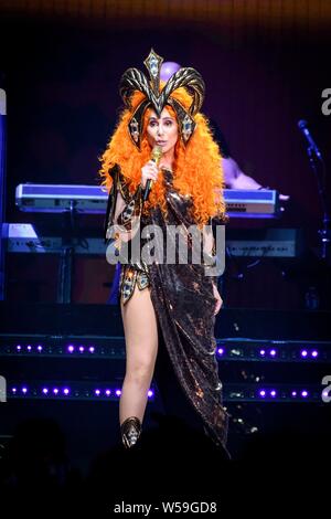 American singer and actress Cher performs live on stage at a sold out ...
