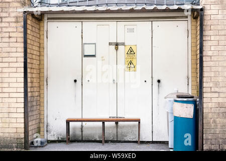 Smoking hut wooden shelter for smokers at work place for employees ...