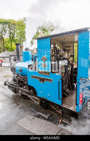 The 1918 0-4-0WT steam loco 'Douglas' at Tywyn Wharf station on the ...