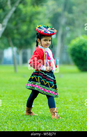 Beautiful girl dressed as Ñusta, typical costume of Cusco in Peru Stock ...