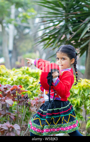Beautiful girl dressed as Ñusta, typical costume of Cusco in Peru Stock ...
