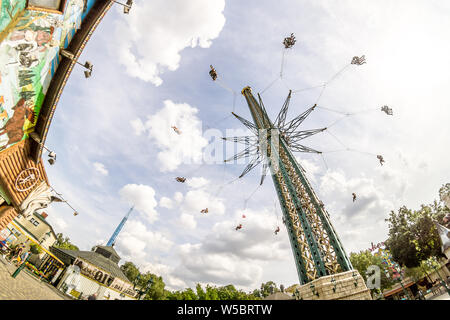 Vienna Austria July.22 2019: Wide angle The Prater Tower (Praterturm ...