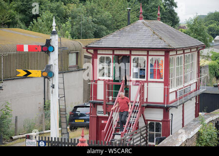 The Network rail mechanical signal box at Barrow In Furness with a ...