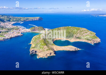 Aerial view of Port of Praia (Porto da Praia), port of Cape Verde's ...