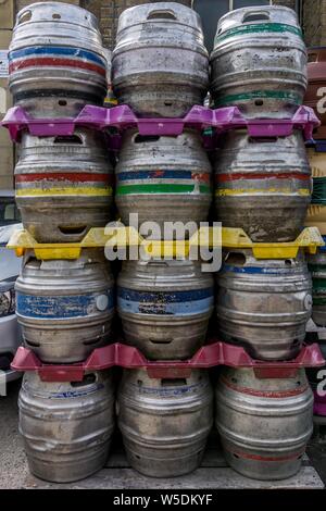 Stacks of beer kegs Stock Photo - Alamy