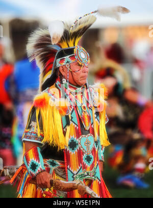 Dancers perform during the Grand Entry of the Julyamsh Pow Wow in Coeur d'Alene, Idaho Stock ...