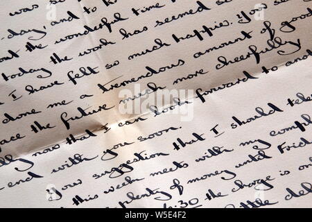 A close up of a 1940's love letter, written during World War 2, by a ...