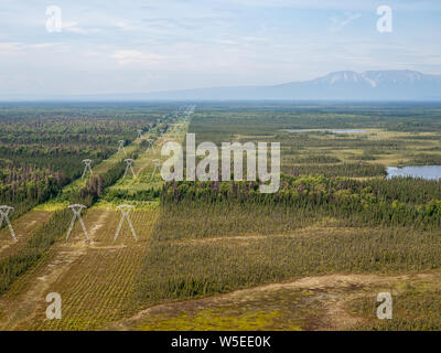 Power Lines across the Alaska Landscape. Point Mackenzie, across the ...