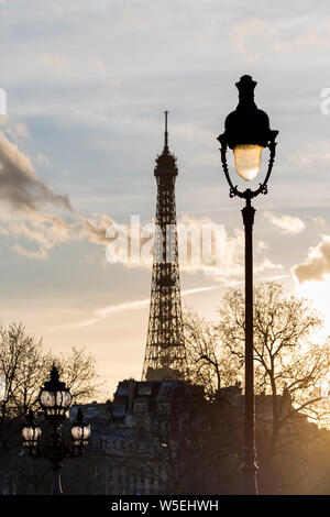 Eiffel Tower with dramatic sunset at Pont Alexandre III Stock Photo - Alamy