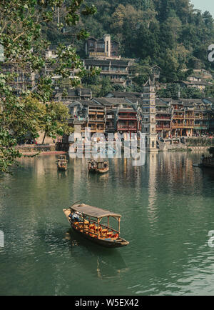 Hunan, China - Nov 6, 2015. View of Fenghuang Old Town in Hunan, China ...