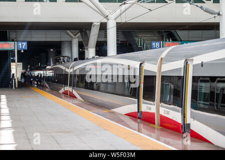 --FILE--A Vibrant Express train, also known as MTR CRH380A of the ...