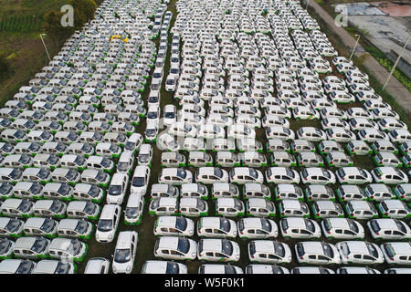 Broken and abandoned electric vehicle (EV) of Chinese car-sharing ...