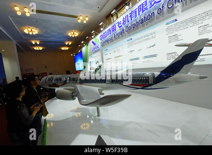 --FILE--A model plane of CR929 widebody passenger jet of COMAC ...