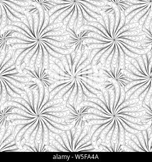 Black and white abstract geometric flower vector seamless pattern Stock ...