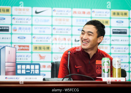 Feng Xiaoting of China national football team attends a press ...