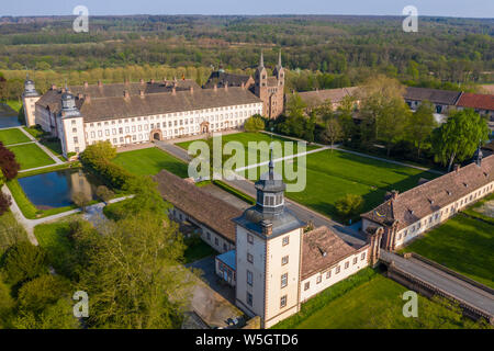 Aerial view of The Princely Abbey of Corvey in North Rhine-Westphalia ...