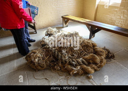 Old rope used for picking oakum at the Southwell Workhouse, Southwell ...