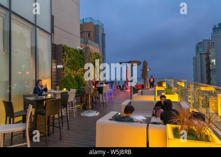 Rooftop bar at the Crowne Plaza Hotel, Kowloon East, Hong Kong, China ...