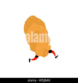 Illustration of a running character. Bread loaf. Vector. Running crispy ...