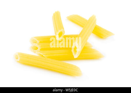 Raw Pasta Pennine Rigate , top view , isolated over white Stock Photo ...