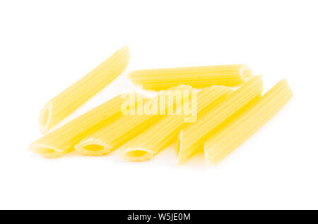 Raw Pasta Pennine Rigate , top view , isolated over white Stock Photo ...