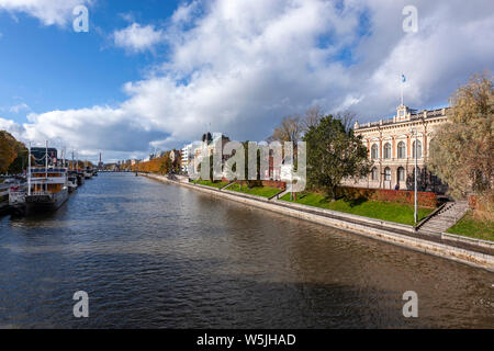 River Aura, Turku, Finland on November. Sculpture 'Harmony' artist ...