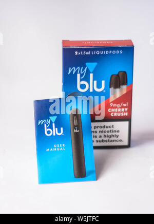 My Blu device. Electronic cigarette starter kit Stock Photo - Alamy