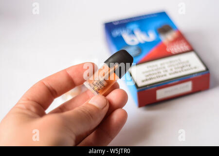 My Blu device. Electronic cigarette starter kit Stock Photo - Alamy