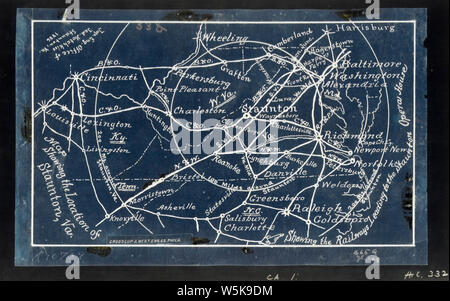 Map showing the location of Staunton, Va. - showing the railways ...
