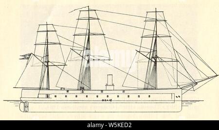 Danish Ironclad Danmark (1864) Side view Stock Photo - Alamy