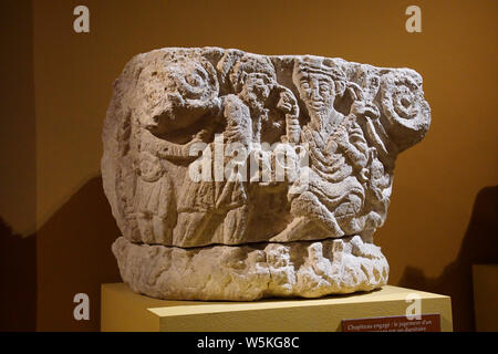 PARIS - DEC 7, 2018 - Gothic carved column capital, Cluny Museum de ...