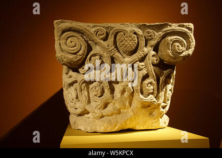 PARIS - DEC 7, 2018 - Gothic carved column capital, Cluny Museum de ...