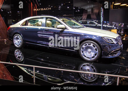 --FILE--A Maybach S680 two-tone Mercedes-Benz is on display during the ...