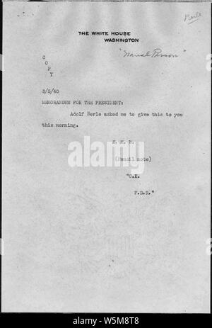 Watson to Franklin D. Roosevelt Stock Photo - Alamy