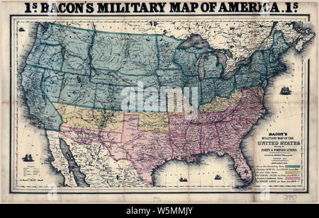 Bacon's military map of the United States is a detailed map showing the ...