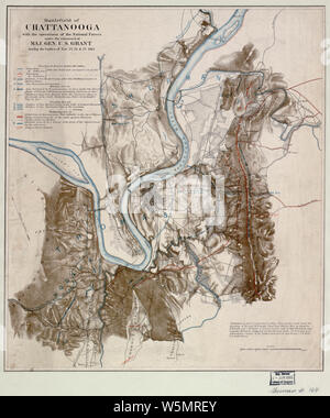 Battlefield of Chattanooga with the operations of the national forces ...
