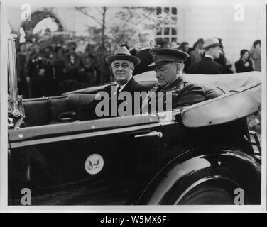 Franklin D. Roosevelt and Pa Watson in Mount Vernon, Virginia Stock ...