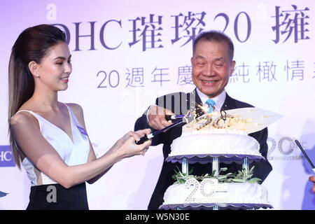 Taiwanese actress Hannah Quinlivan, left, the wife of Taiwanese singer ...