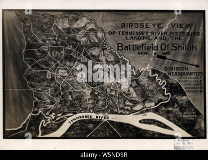 Birdseye view of Tennessee River, Pittsburg Landing, and the ...