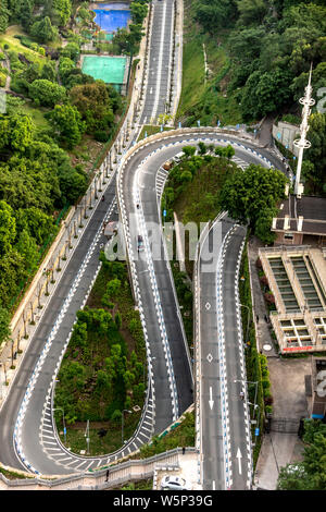 Aerial view of a stunning spiral highway, which is part of the city's ...