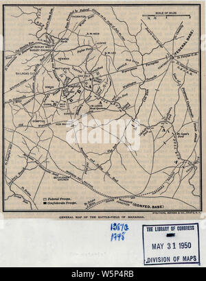 General map of the battle-field of Manassas. (July 16-21, 1861 Stock ...