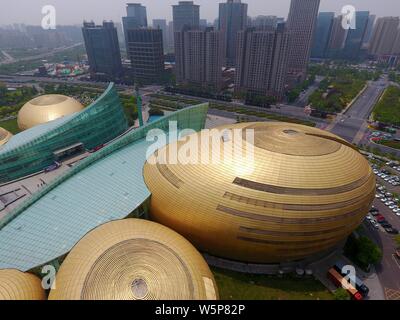 Aerial view of the building complex of Henan Art Center in Zhengzhou ...
