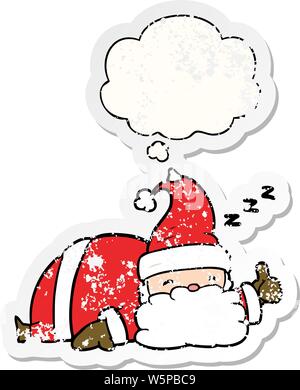 sticker of a cartoon tired santa claus face Stock Vector Image & Art ...
