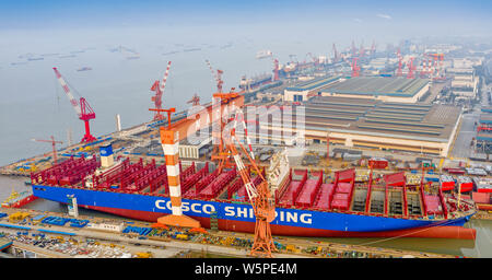 The Giant COSCO SHIPPING Container Ship, CSCL AUTUMN Departing The Port ...