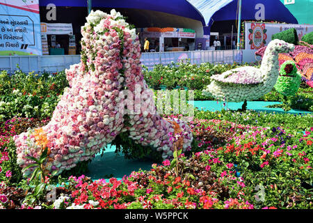 Namaste hands made of flowers, Flower Show, Surat, Gujarat, India, Asia ...