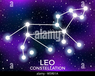 Leo constellation. Starry night sky. Cluster of stars and galaxies ...