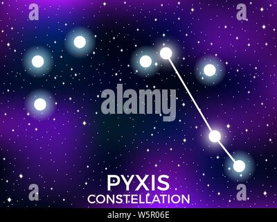 Pyxis constellation. Starry night sky. Cluster of stars and galaxies ...