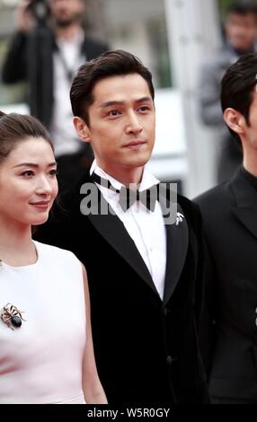 Chinese actor Hu Ge, right, and actress and singer Regina Wan Qian pose ...